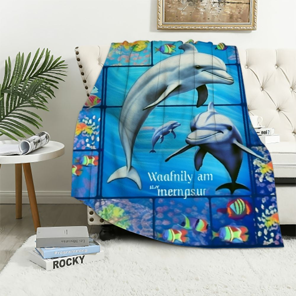 COMIO Dolphin Blanket Cozy Fluffy Dolphin Throw Blankets Plush Soft ...