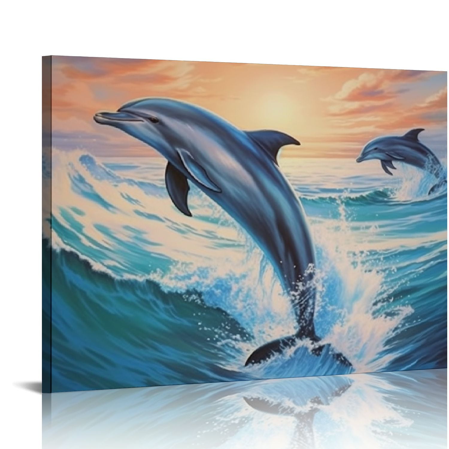 COMIO Dolphin Bright Water Scene Art Poster Canvas Art Poster and Wall ...