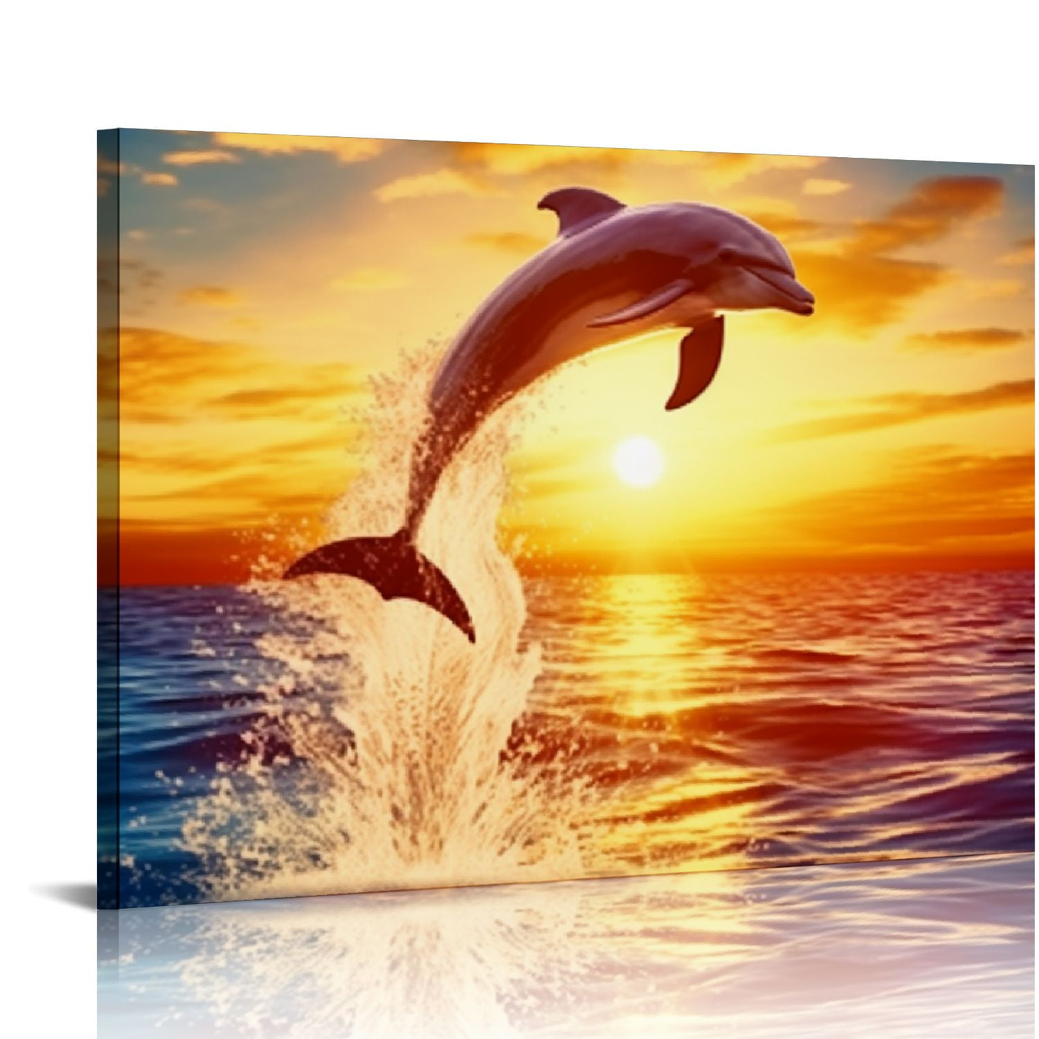 COMIO Dolphin Wall Art Blue Ocean Jumping Dolphins Animal Bathroom Decor Painting Picture Prints ...