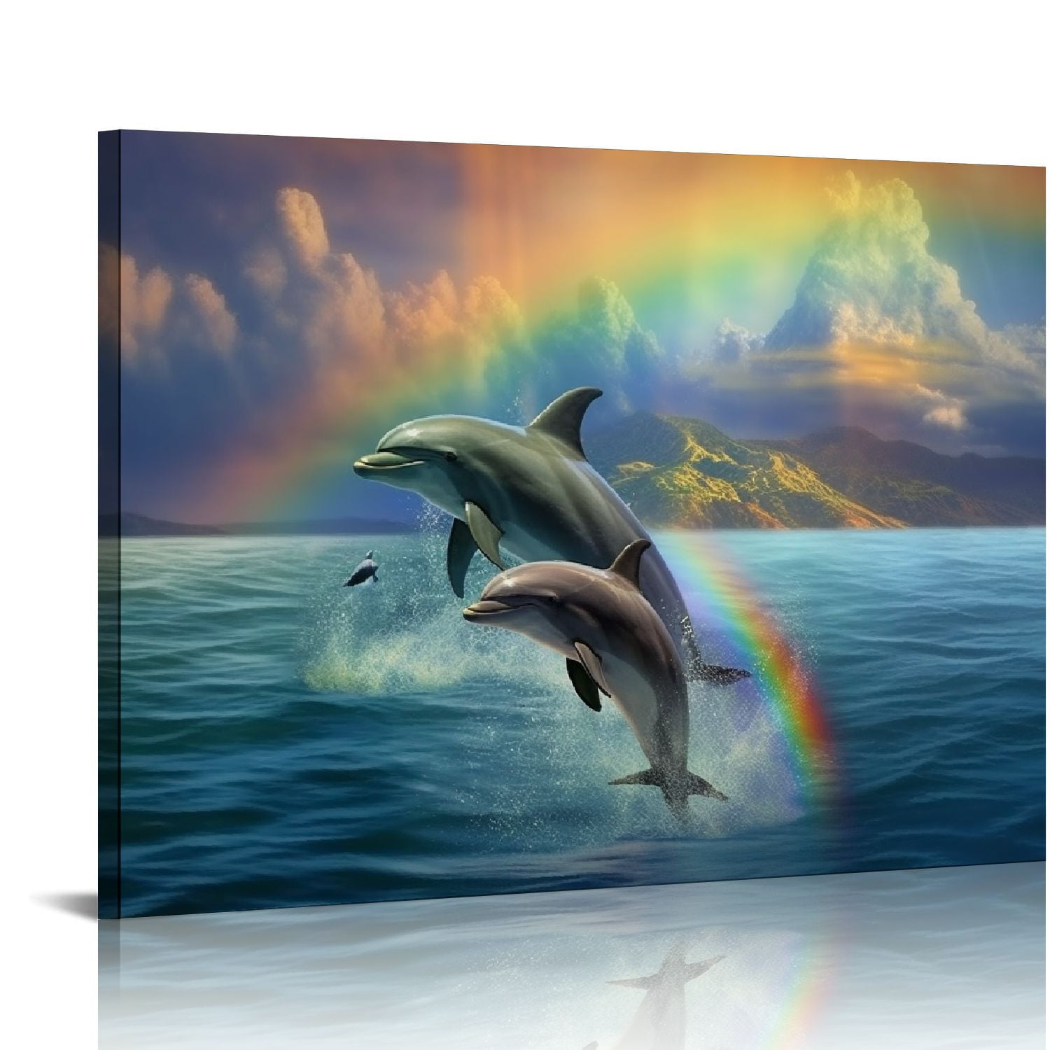 COMIO Dolphins And Rainbows Canvas Print Pictures for Living Room ...