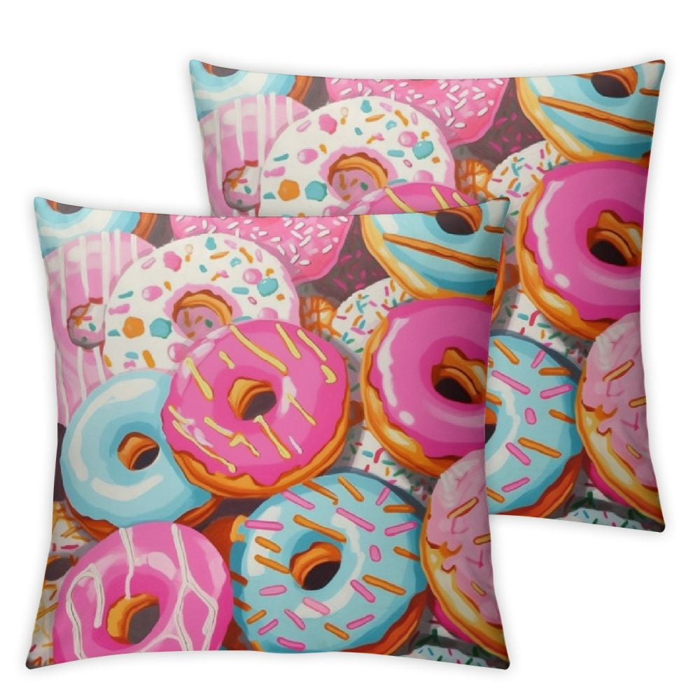 COMIO Donut Pattern Pillow Covers Cushion Case Decoration for Sofa ...