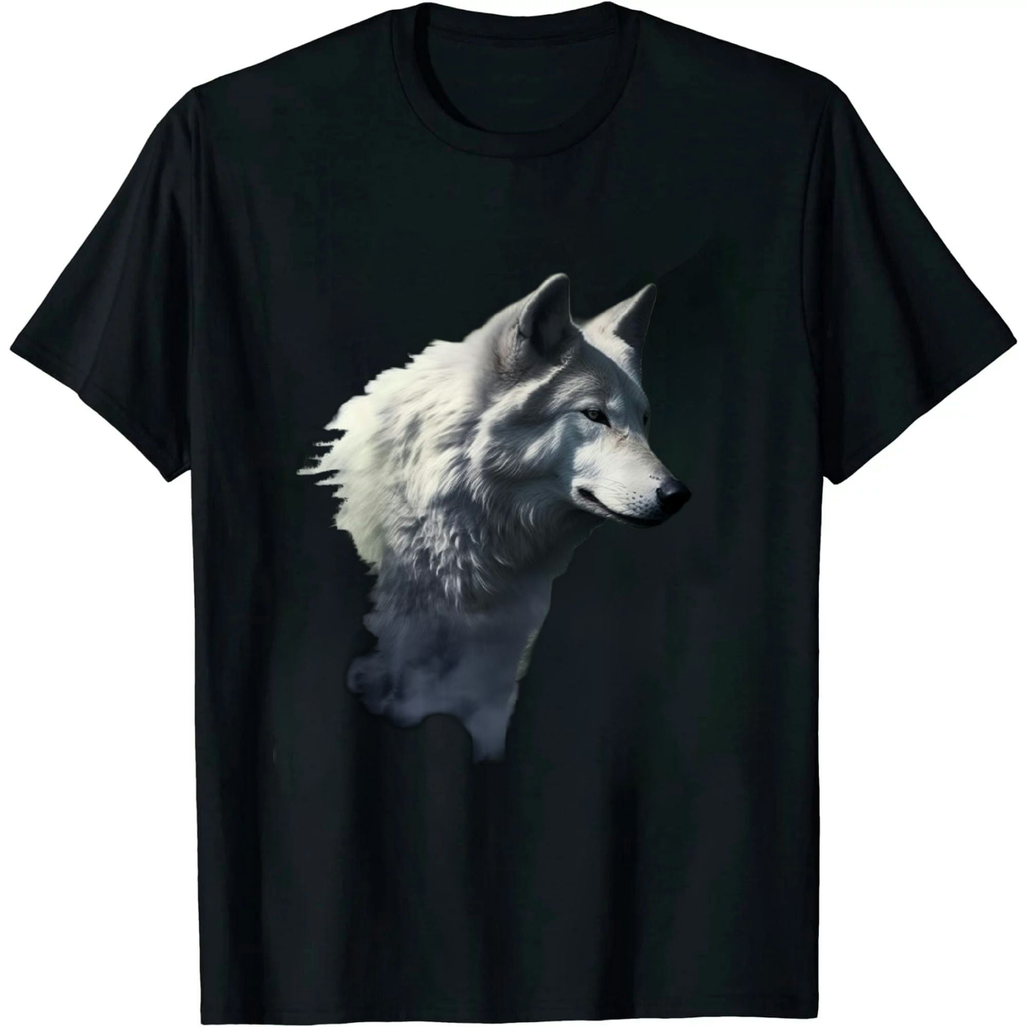 COMIO Double exposure wolf wolves lover gift artsy animal wildlife T-Shirt - Walmart.com