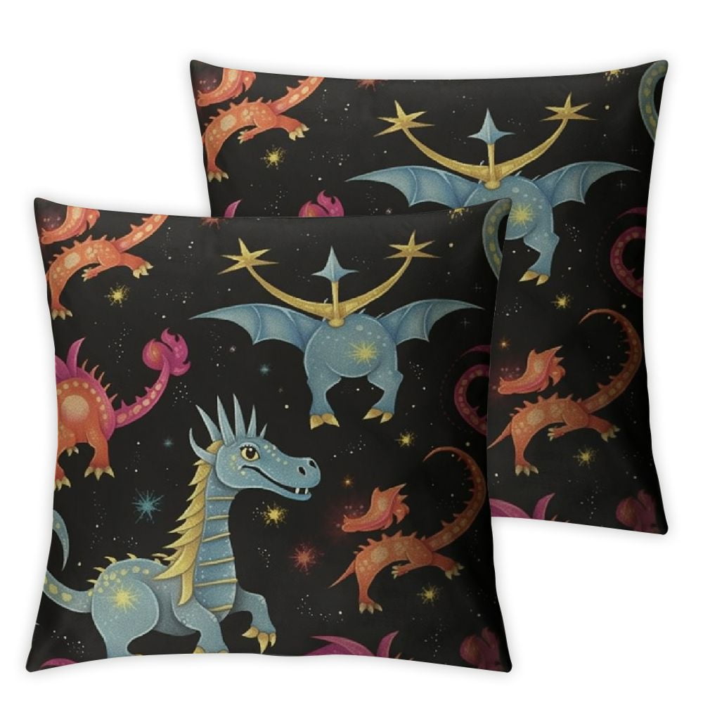 COMIO Dragon Throw Pillow Cover,Funny Cartoon Dragon Characters Pattern ...