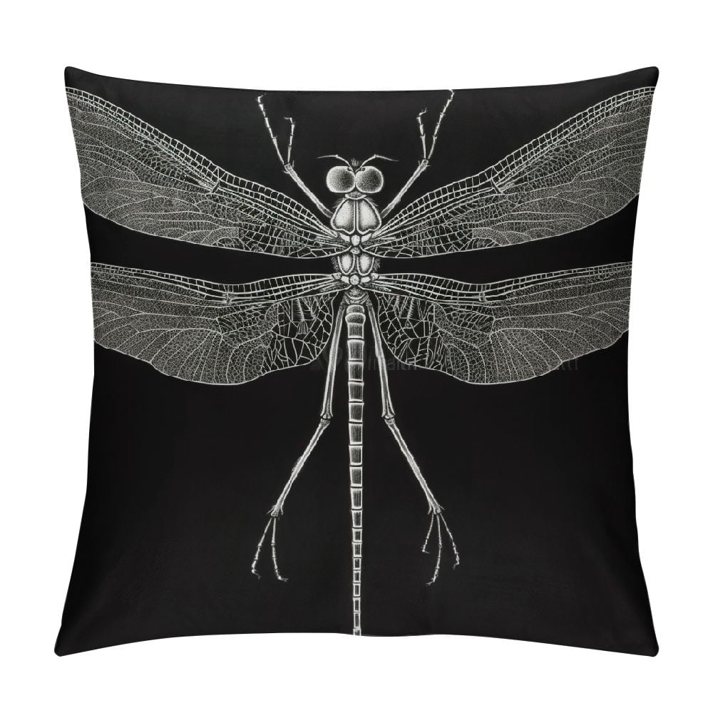 COMIO Dragonfly Pillow Case Black White Insect Dragonflies Wings Nature ...