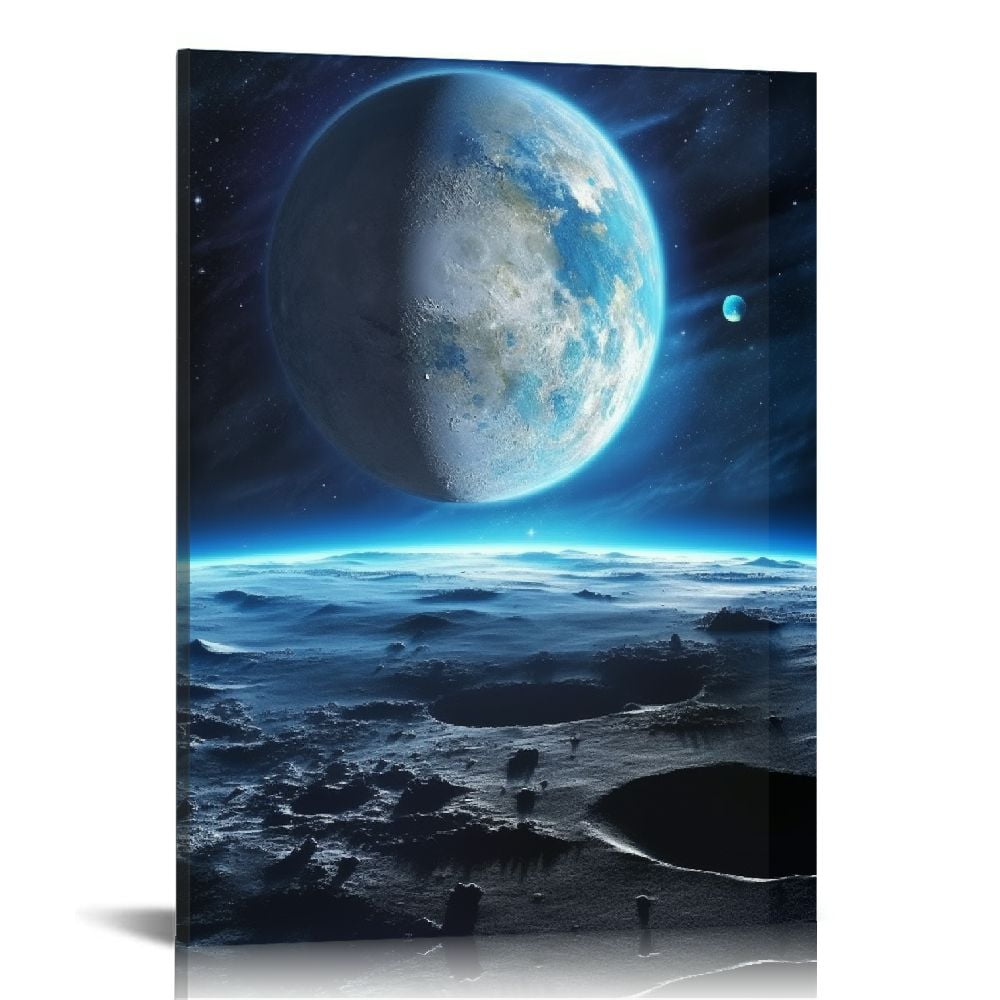 COMIO Earth Poster Canvas Wall Art - Large Size Earthrise from the Moon ...