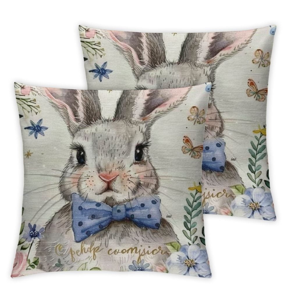 COMIO Easter Bunny Pillow Cover Cute Rabbit Bunny Easter Decor Throw ...