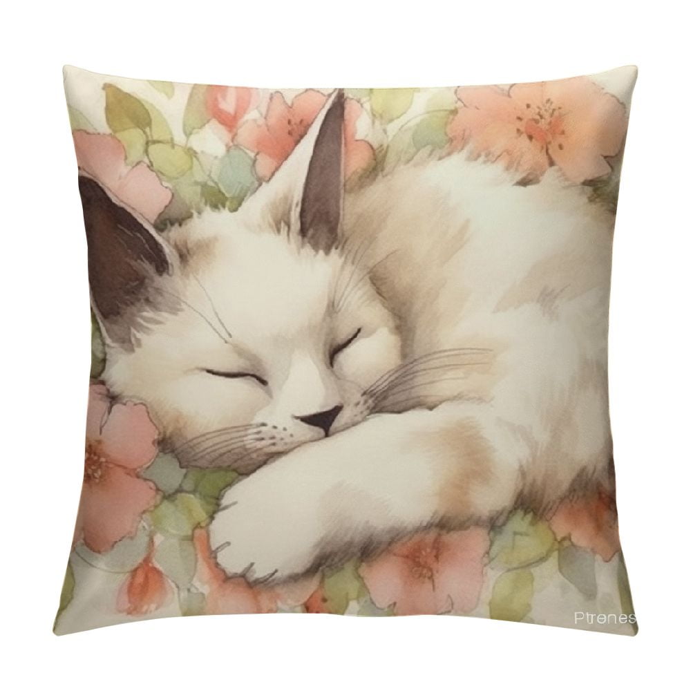 COMIO Easter Bunny Throw Pillow Cover, Rabbit Flowers Cushion Case ...