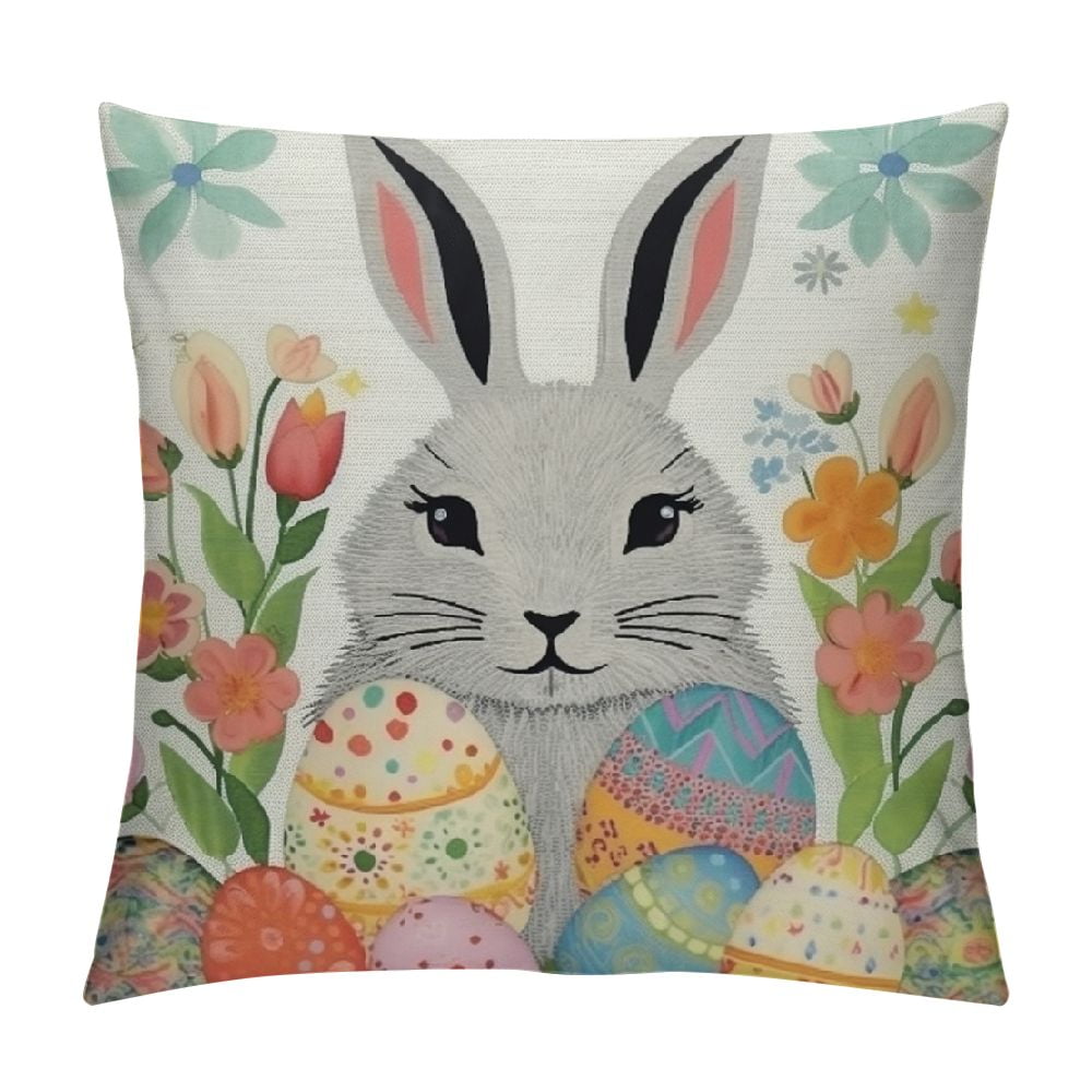COMIO Easter Decorations Throw Pillow Covers Set of Bunny Couple ...