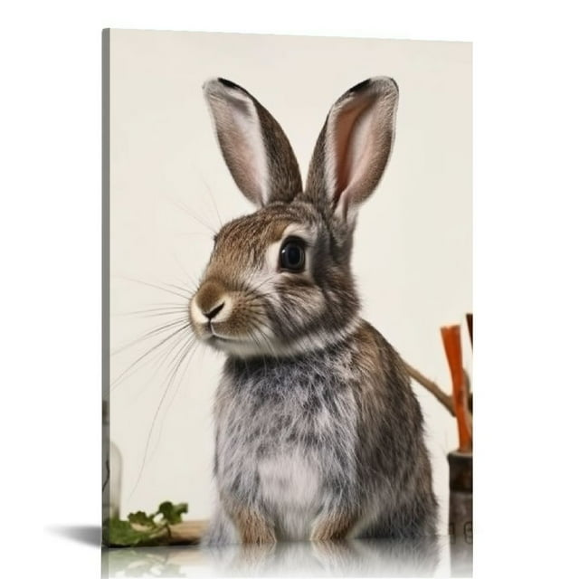 COMIO Easter Nursery Bunny Wall Art Gray Rabbit Prints Kids Room Cute ...