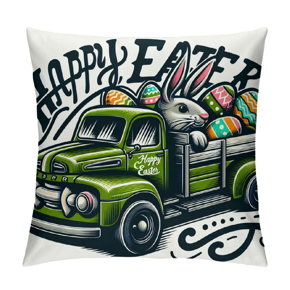 COMIO Easter Pillow Covers Easter Decorations for Home Bunny Truck ...