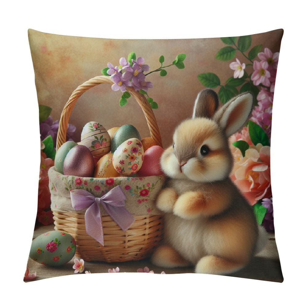 COMIO Easter Pillow Covers, Spring Pillow Covers, Happy Easter Eggs ...