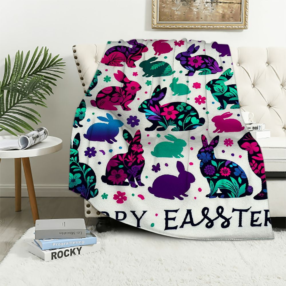 COMIO Easter Throw Blanket, Easter Eggs Throw Blanket Spring Colorful ...