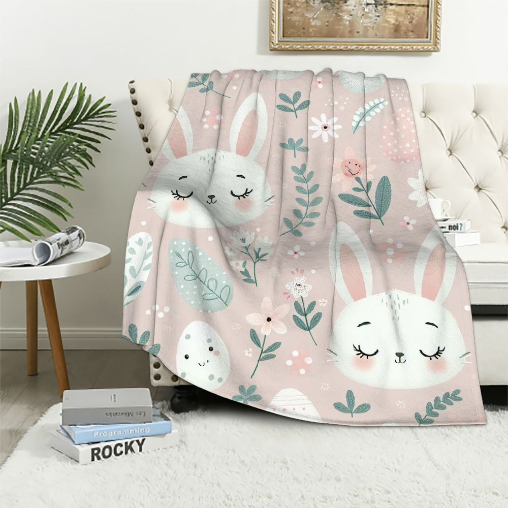 COMIO Easter Throw Blanket: Spring Bunnies Enjoy Frolicking in The ...