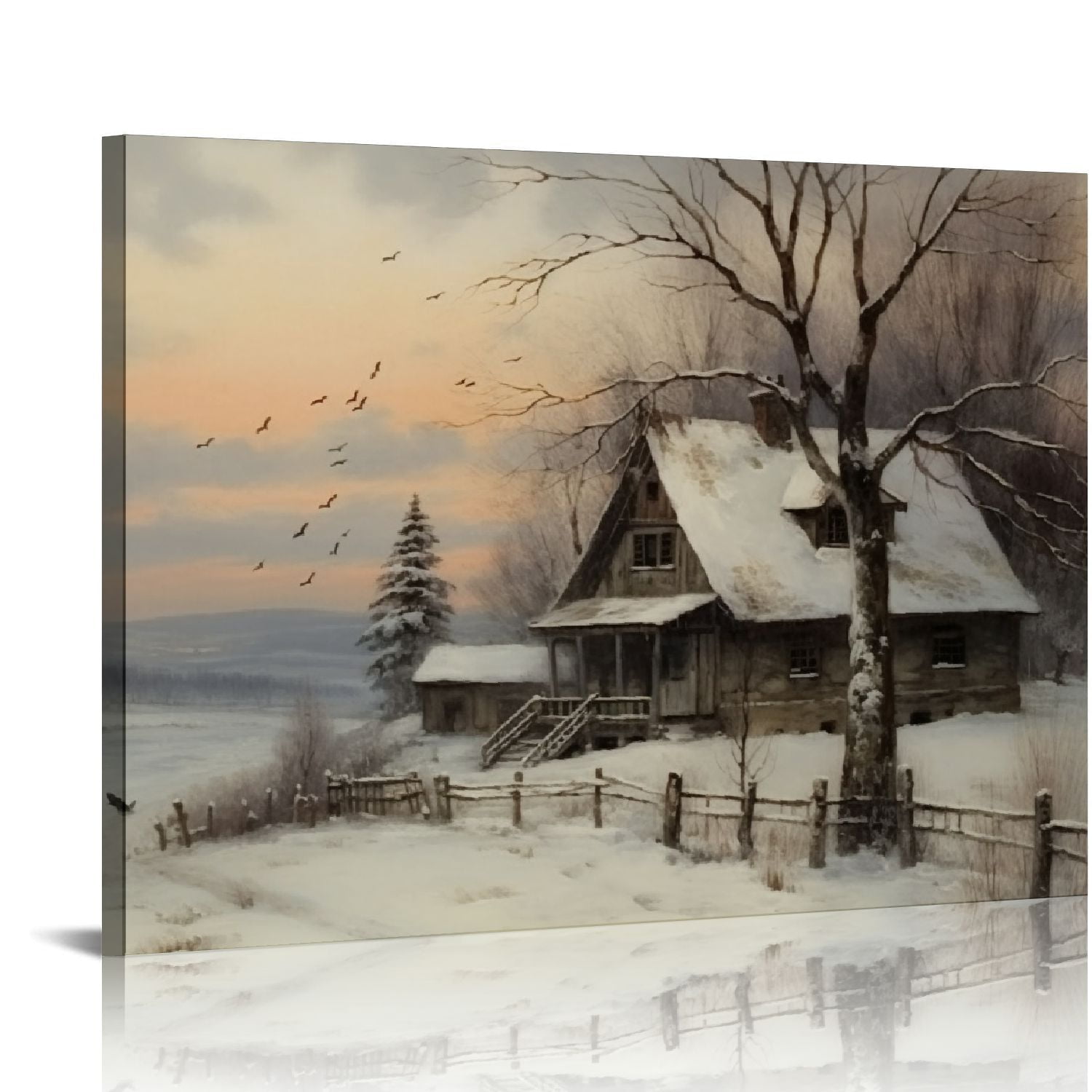 COMIO Eclectic Vintage Posters Winter Gallery Wall Art Christmas Canvas ...