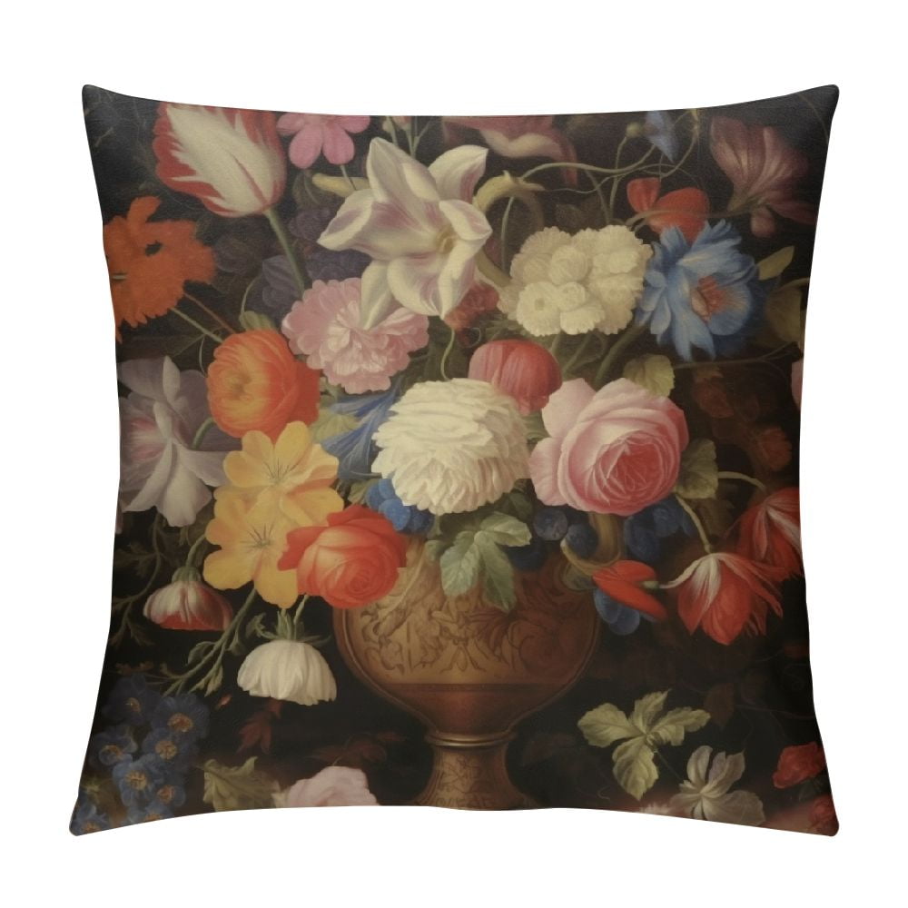 COMIO Elegant Vintage Floral Rose Victorian Decorative Throw Pillow ...