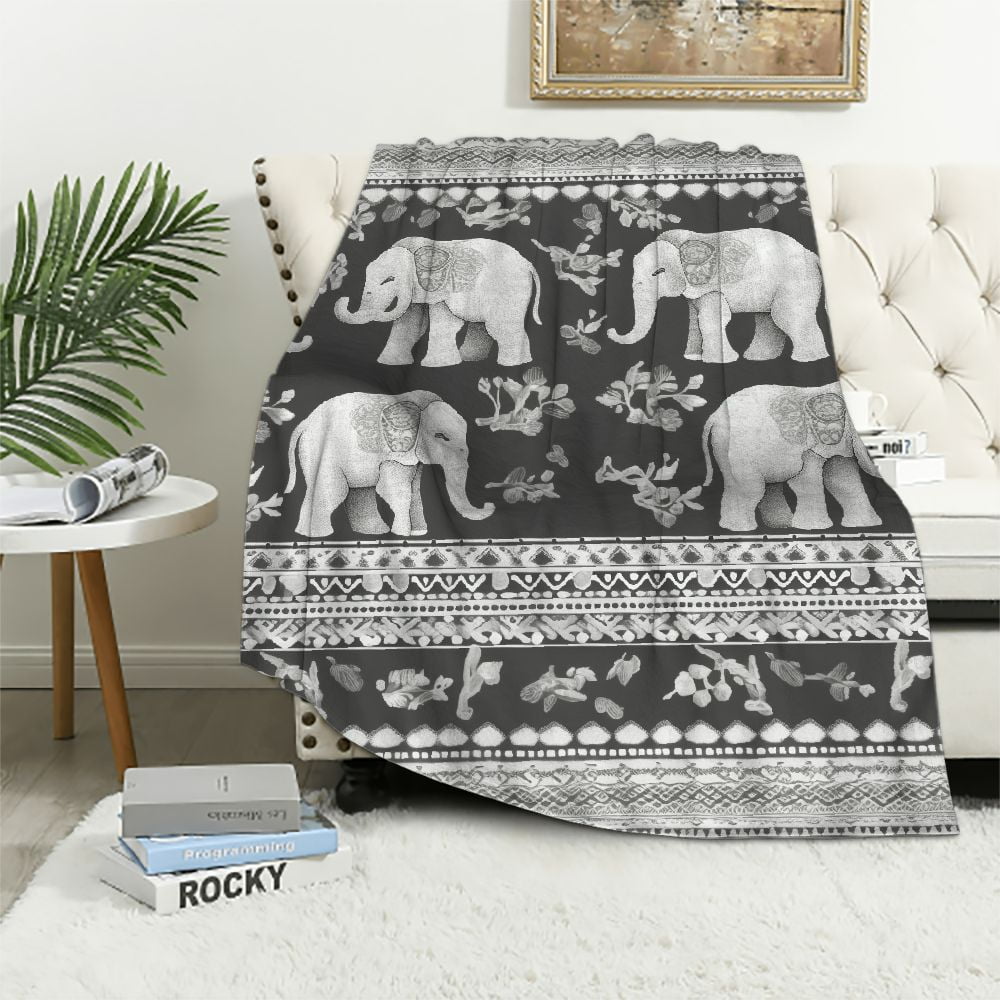COMIO Elephant Blanket Soft Cozy Lightweight Animal Boho Throw Blanket ...