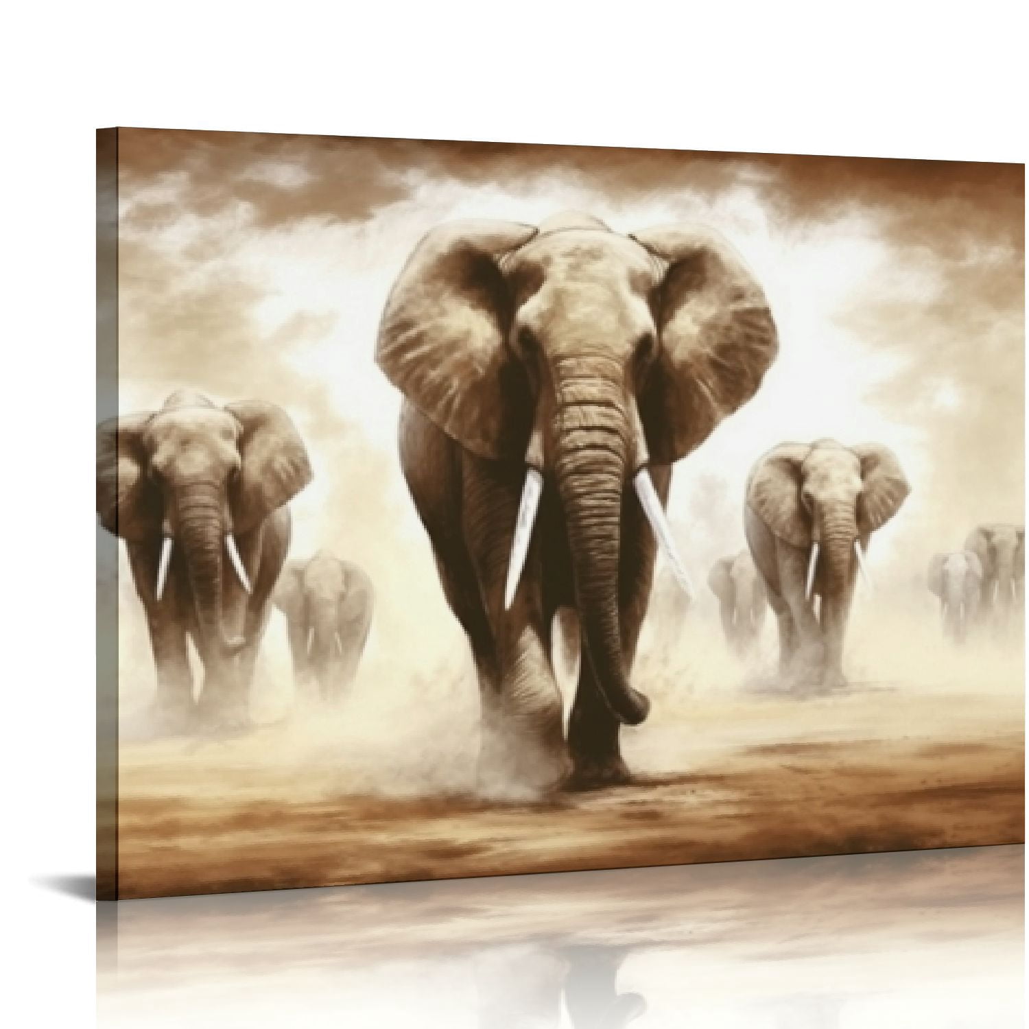 COMIO Elephant Canvas Picture Wall Art Abstract African Animal Painting ...