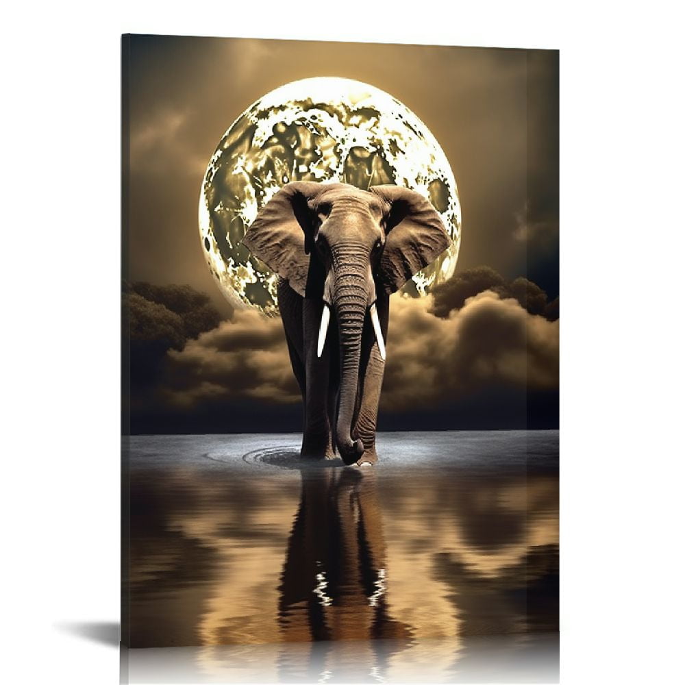 COMIO Elephant Canvas Print Wall Art, African Elephant Wall Art ...