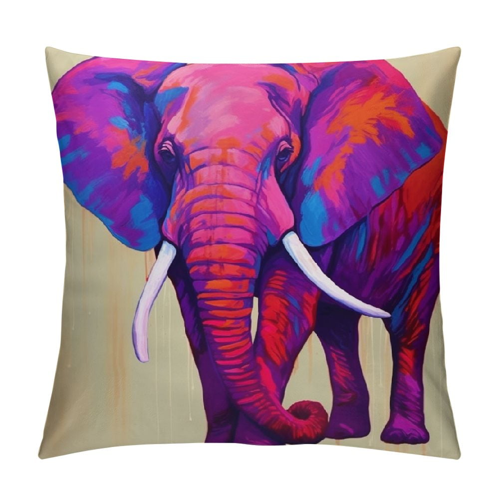 COMIO Elephant Pillow Cover,Decorative Throw Pillow Colorful Elephants ...