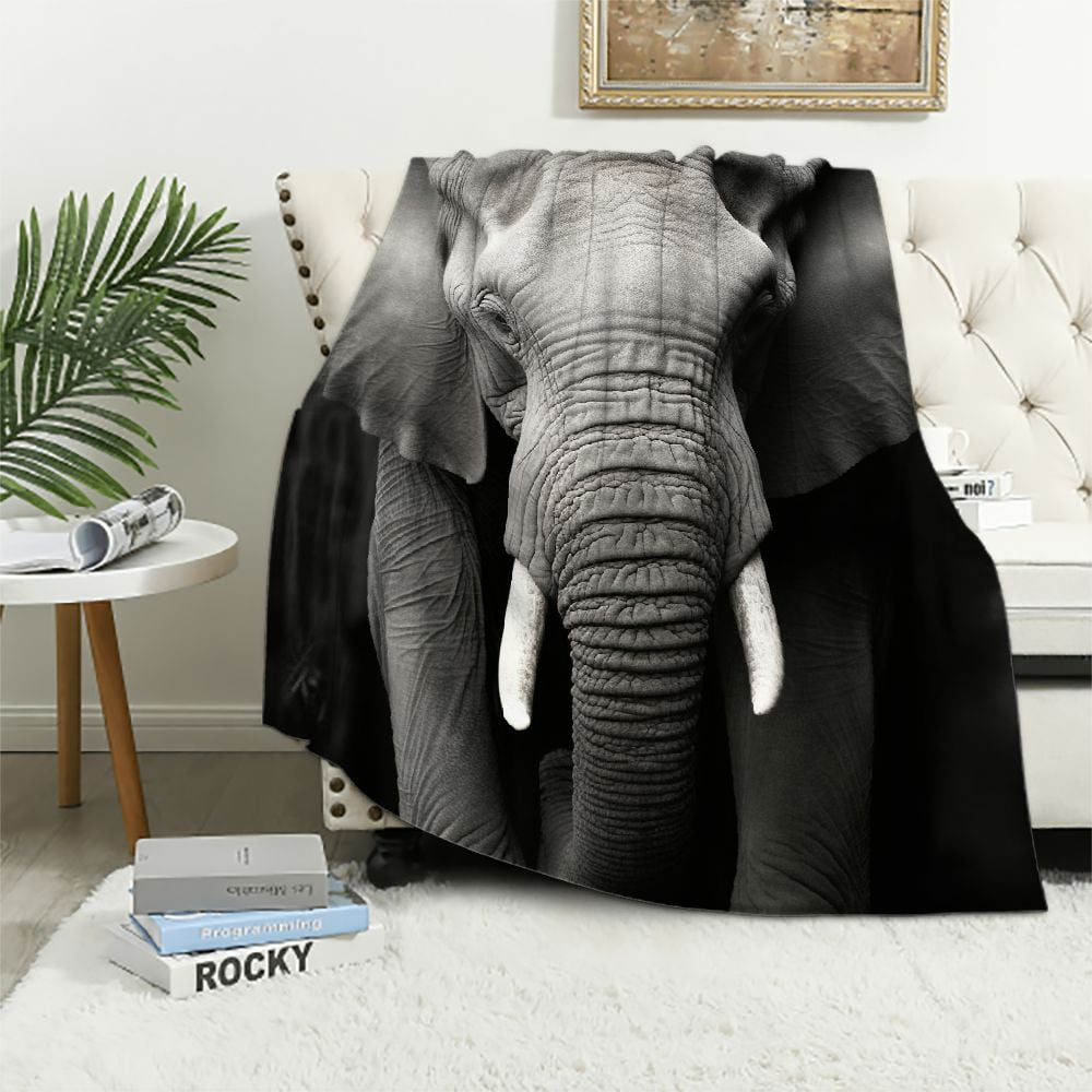 COMIO Elephant Throw Blanket Animal Bedding Blanket Super Soft Cozy ...