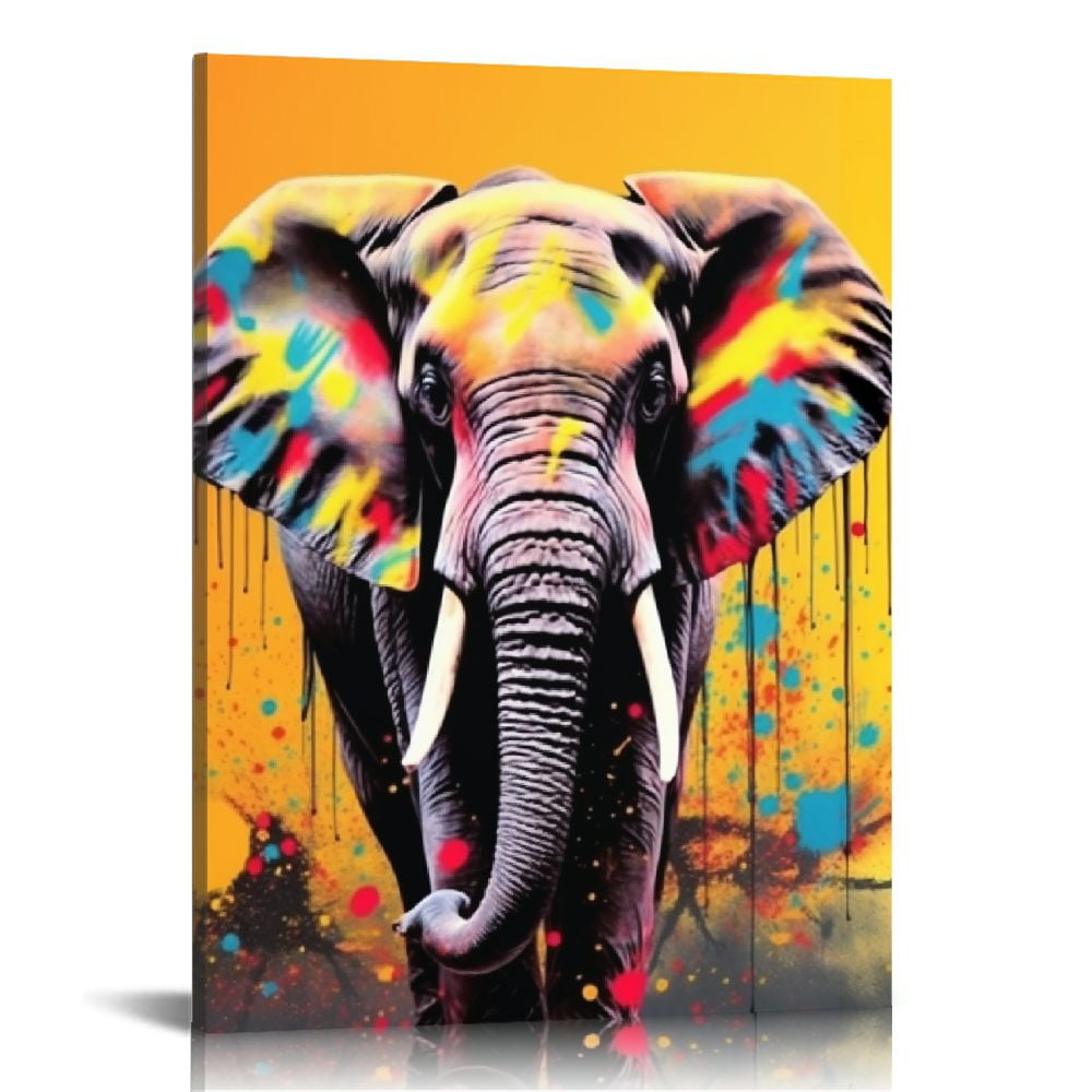 COMIO Elephant Wall Decor, Elephant Wall Art,Canvas Wall Art for Living ...