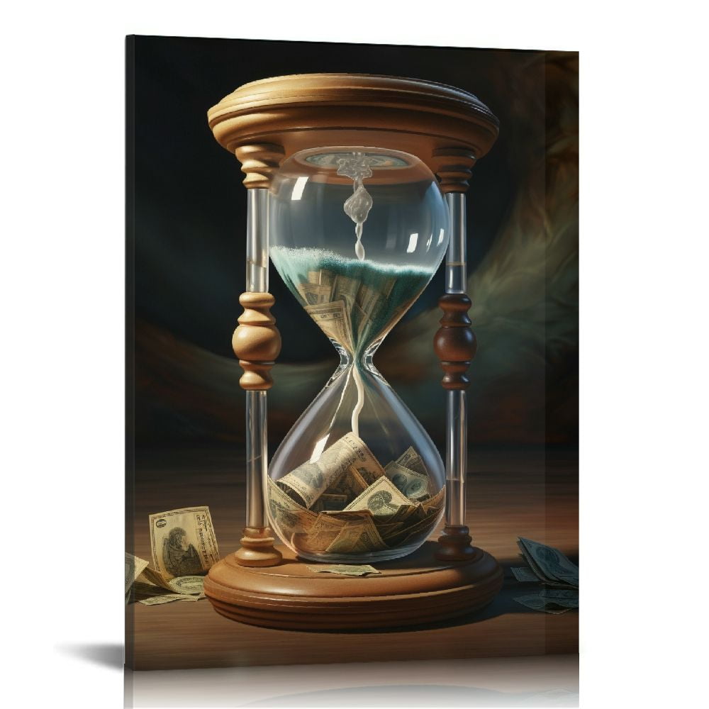 COMIO Entrepreneur Wall Art Time Is Money Poster Dollars In Hourglass ...
