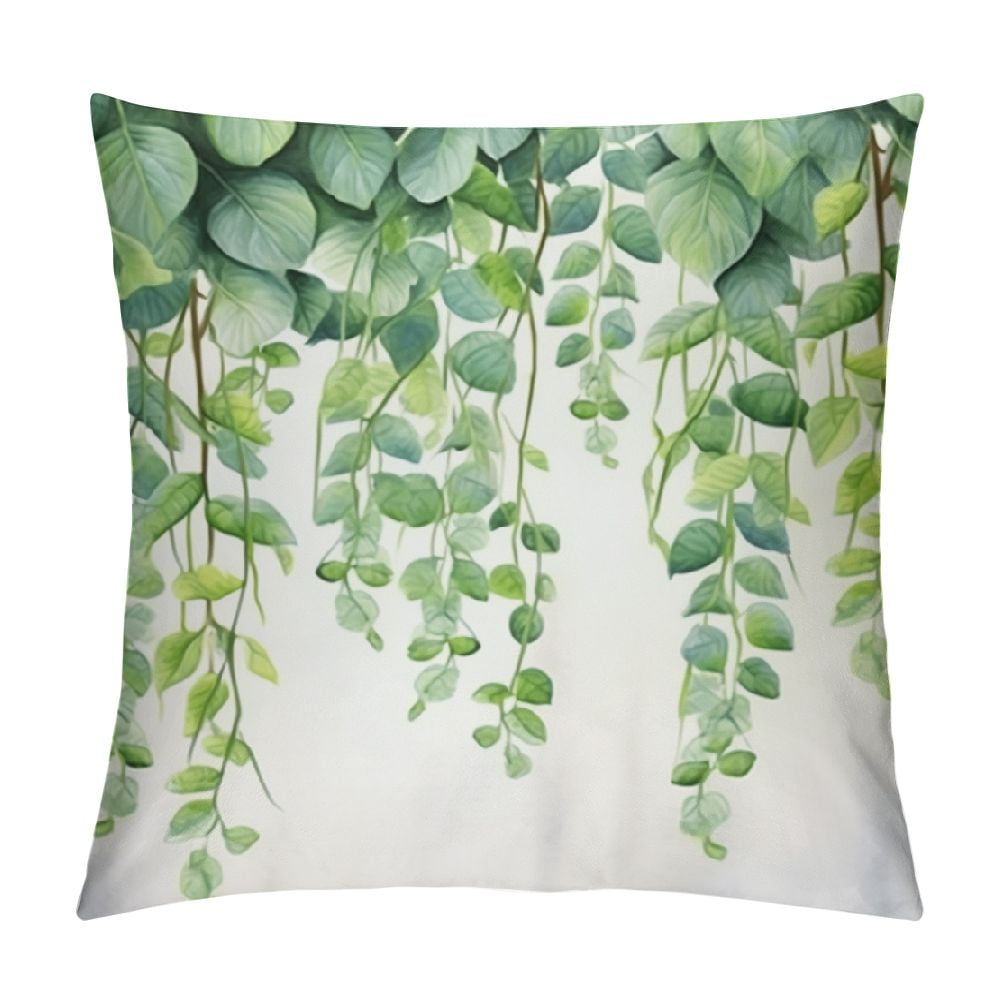 Comio Eucalyptus Leaves Pillow Covers Green Plants Decorative Throw