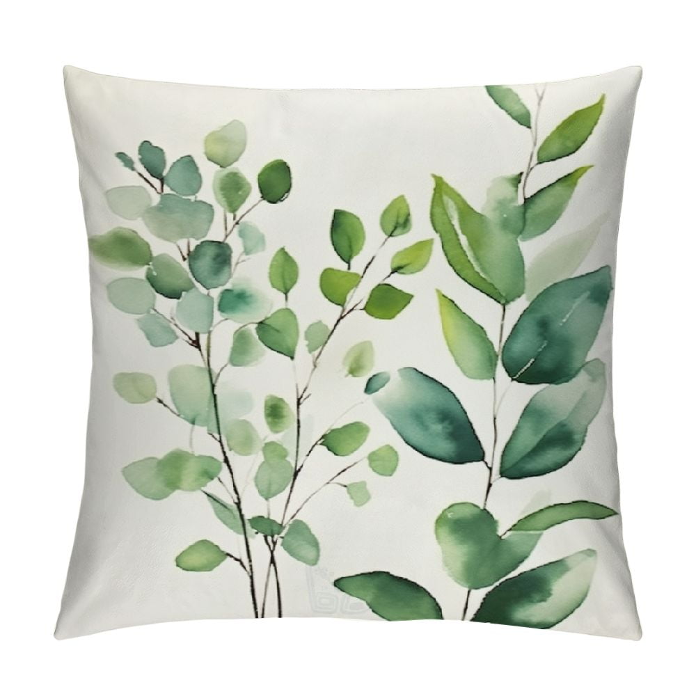 COMIO Eucalyptus Leaves Pillow Covers Summer Spring Watercolor Sage ...