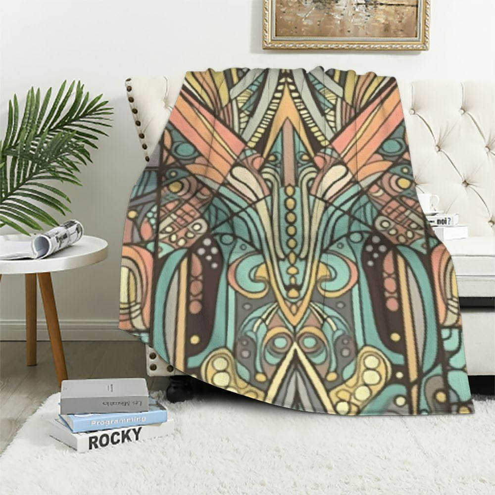 COMIO Europe Rococo Style Lines Pattern Throw Blanket Soft Warm Flannel ...