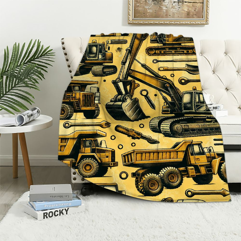 COMIO Excavators Flannel Blanket Equipment Trucks Sherpa Blanket ...
