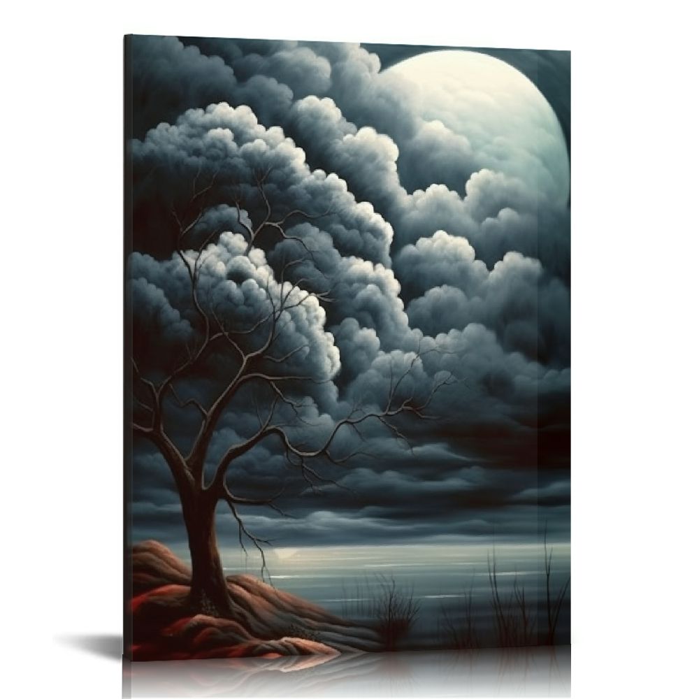 COMIO Extra Large The Cloud Tree Modern Gallery Wrapped Canvas Print Artwork Abstract Landscape ...