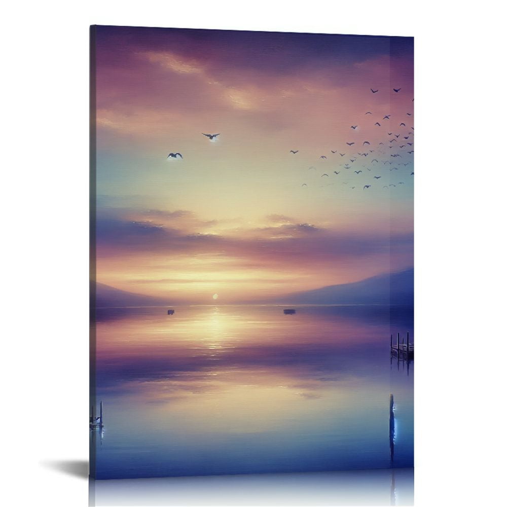 COMIO FC2250 Jetty In The Sunset Lake Wall Art Canvas Prints Painting ...