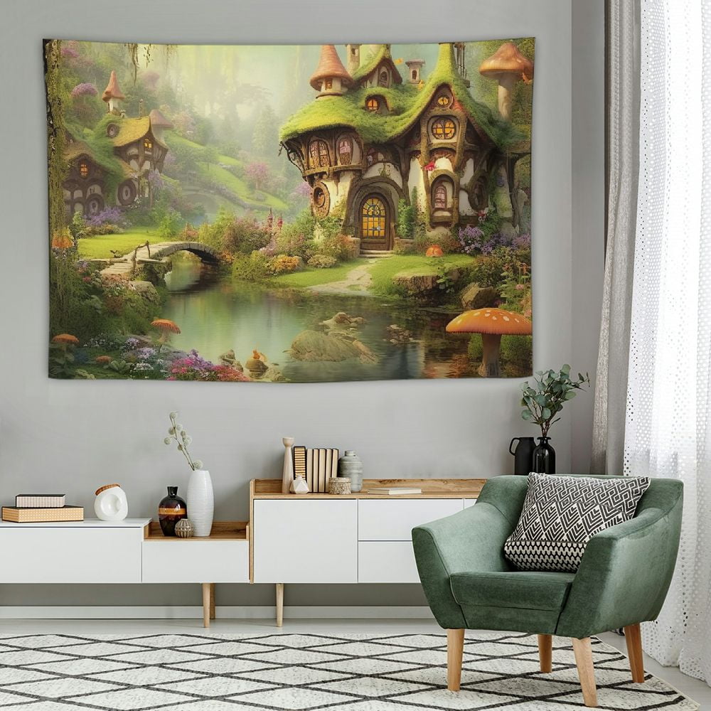 COMIO Fairy Forest Mushroom Decor Tapestry, Cute Fantasy Enchanted ...