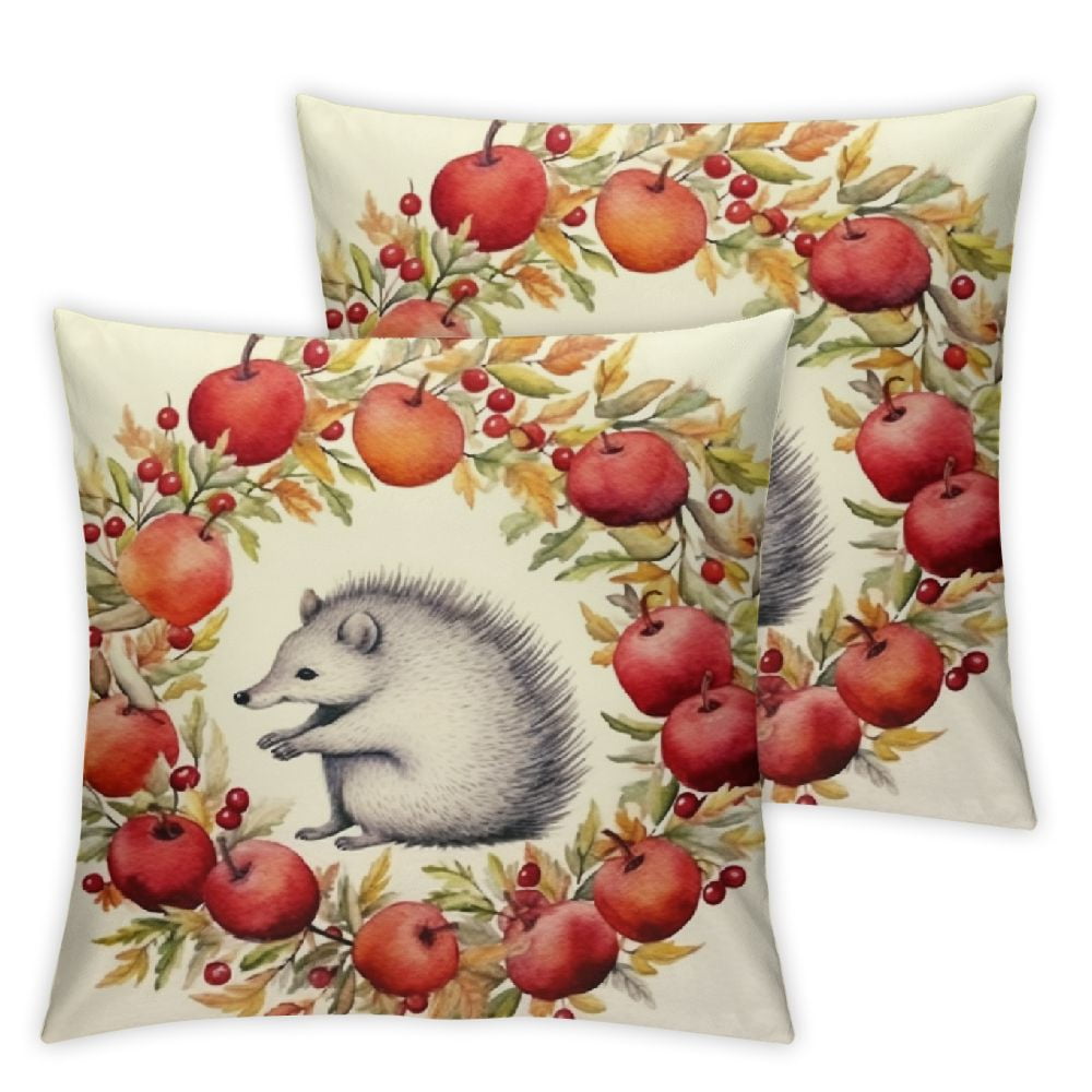 COMIO Fall Animal Pillow Covers, Fall Decor Maple Leaf Hedgehog Sika ...
