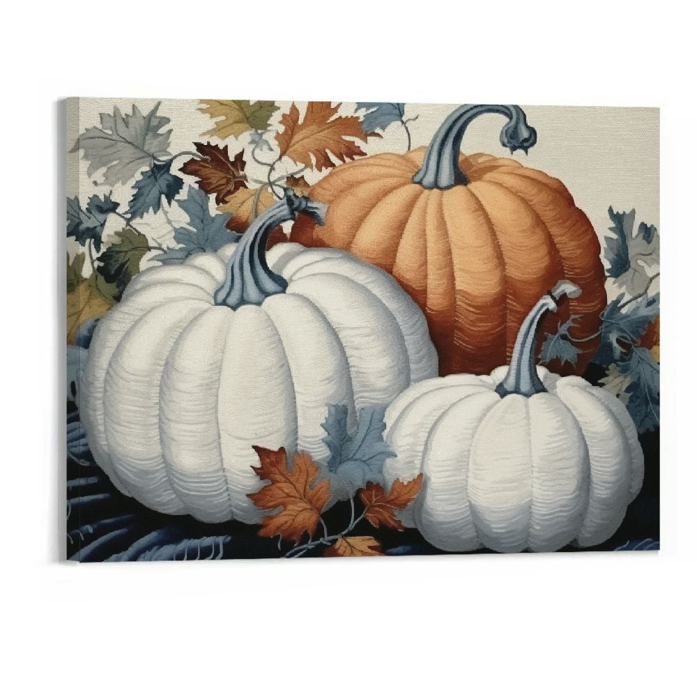 COMIO Fall Canvas Wall Art Autumn Pumpkin Maple Leaf Paintings Prints ...
