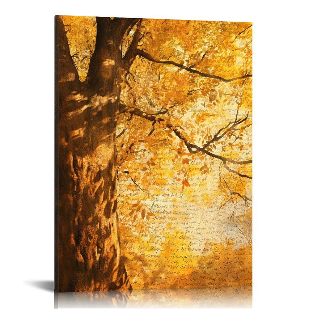 COMIO Fall Canvas Wall Art Yellow Maple Leaves Artwork For Walls,Room ...