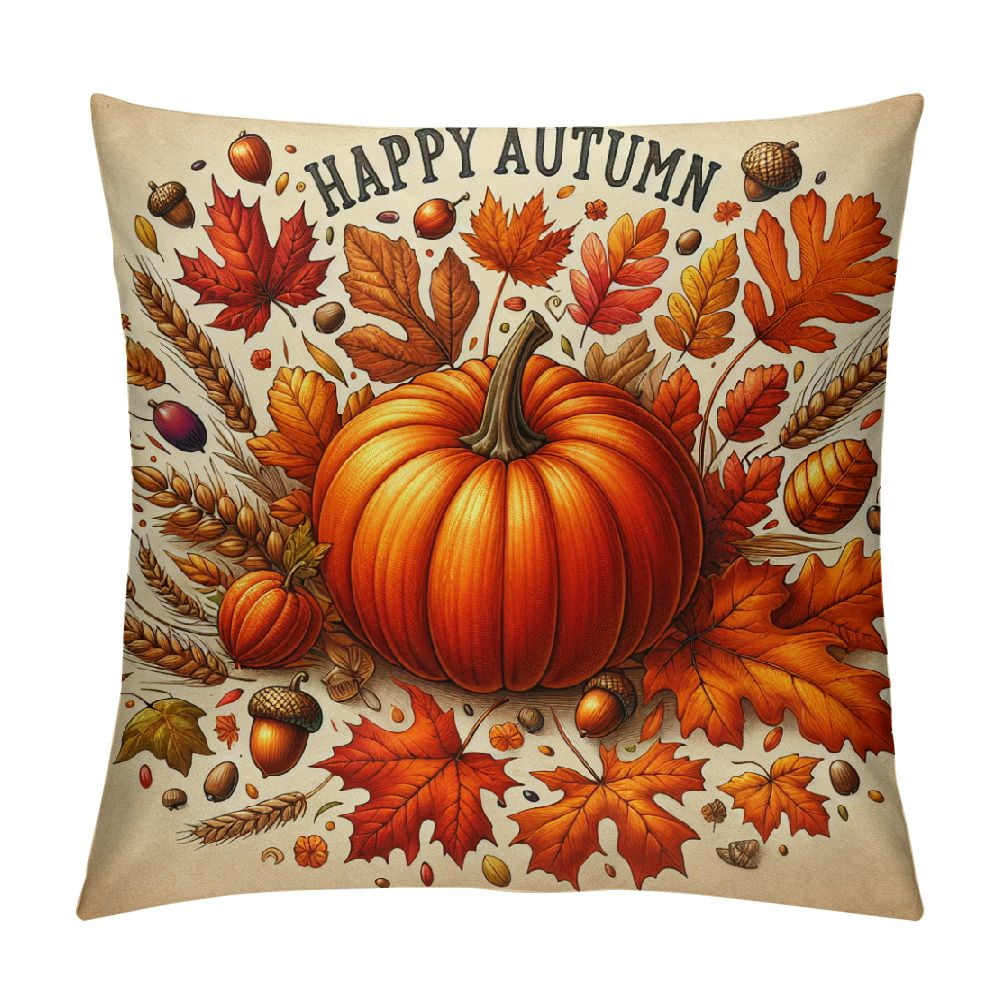 COMIO Fall Pillow Covers Fall Decor Pumpkin Maple Leaf Fall Throw ...