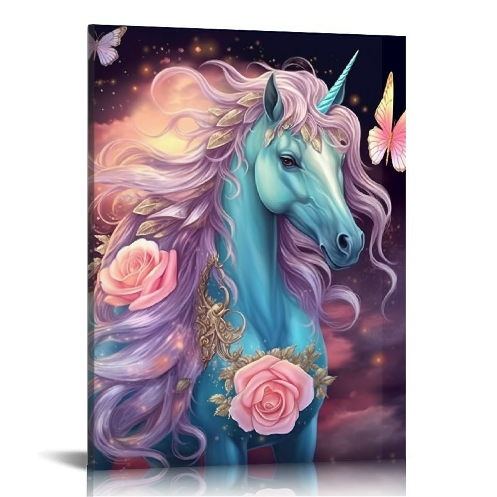 COMIO Fantasy Butterfly Unicorn Textured Poster, Picture Print ...