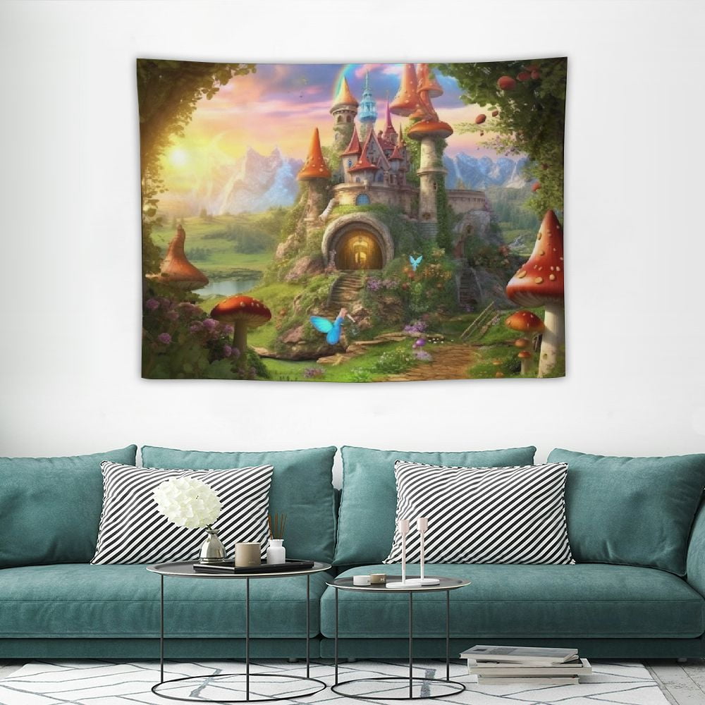 COMIO Fantasy Castle Tapestry Eager Forest Mushroom Butterfly Big Tree ...