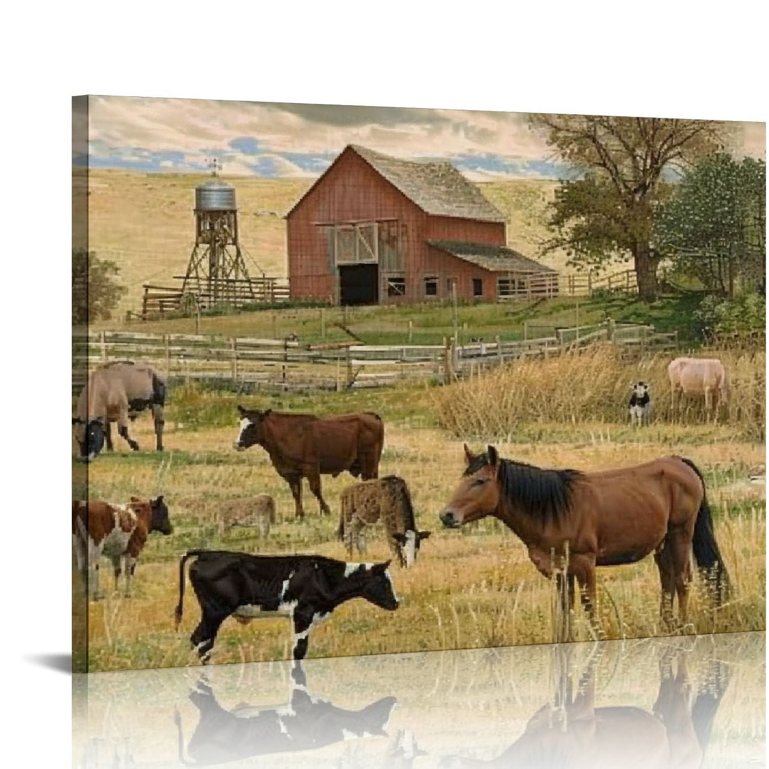 COMIO Farm Animal Wall Art Country Rustic Old Barn Pictures Wall Decor ...