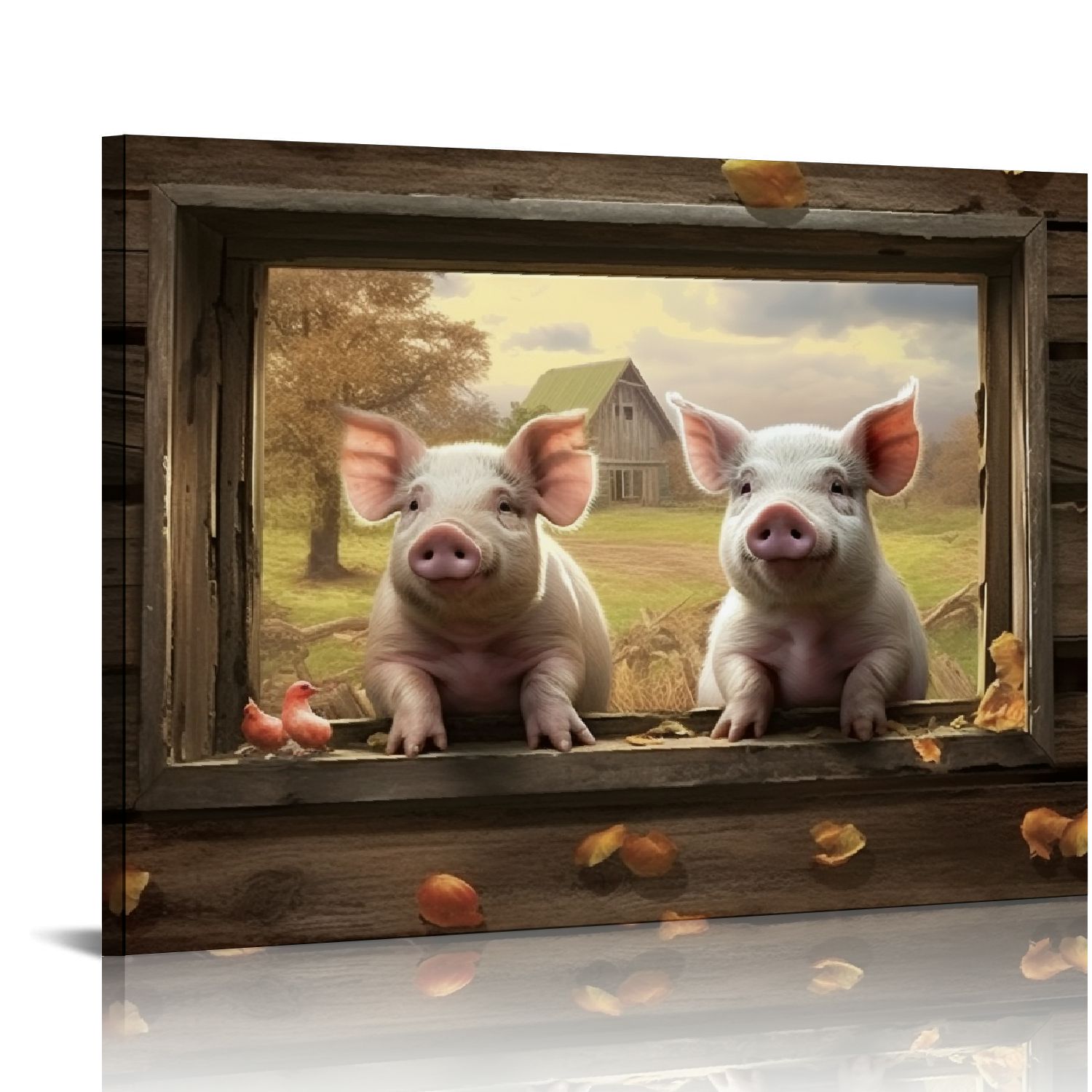 COMIO Farm Pig Wall Art Window Simply Blessed Cute Pigs Pictures Wall ...