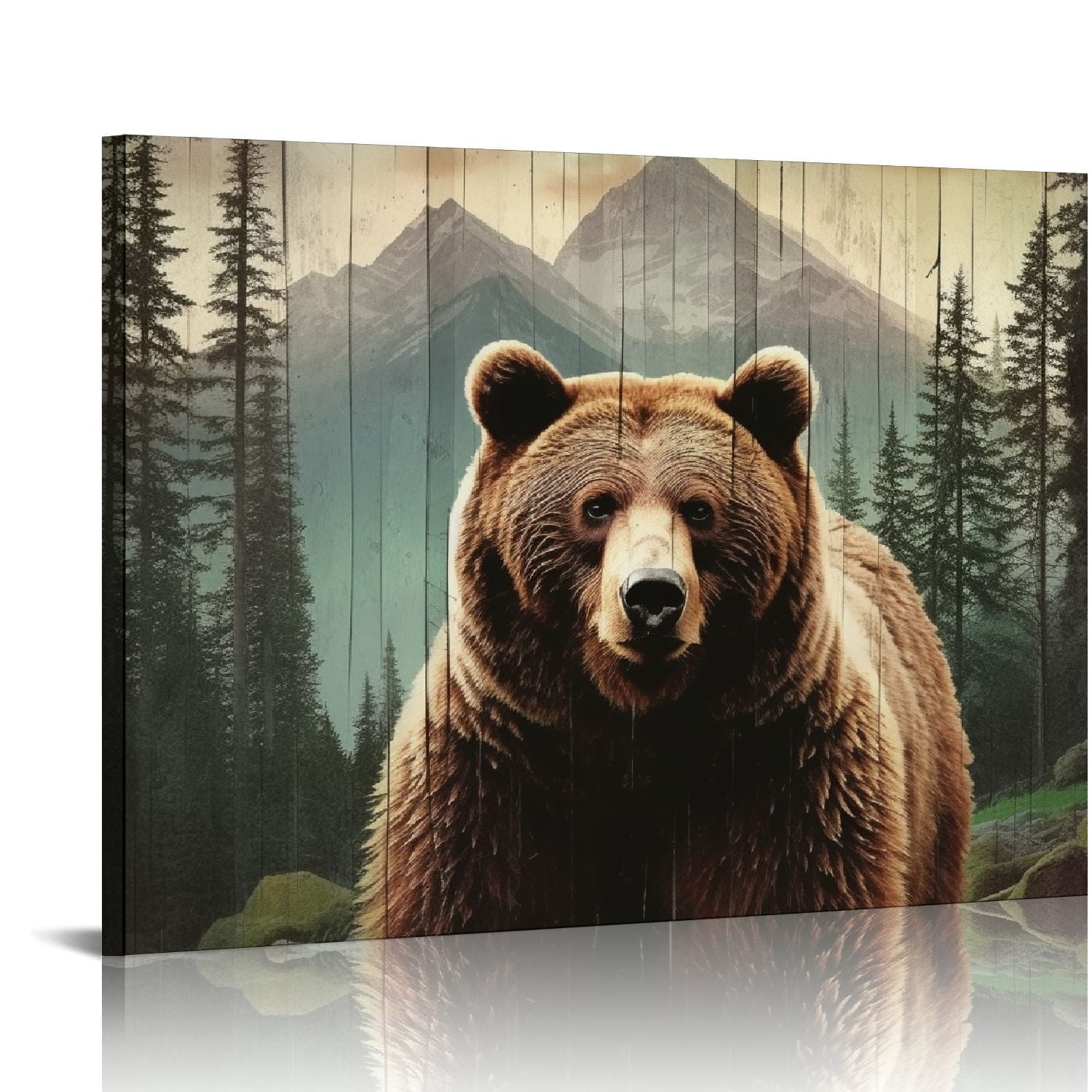 COMIO Farmhouse Bear Cabin Wall Art Rustic Forest Bear Pictures Wall ...