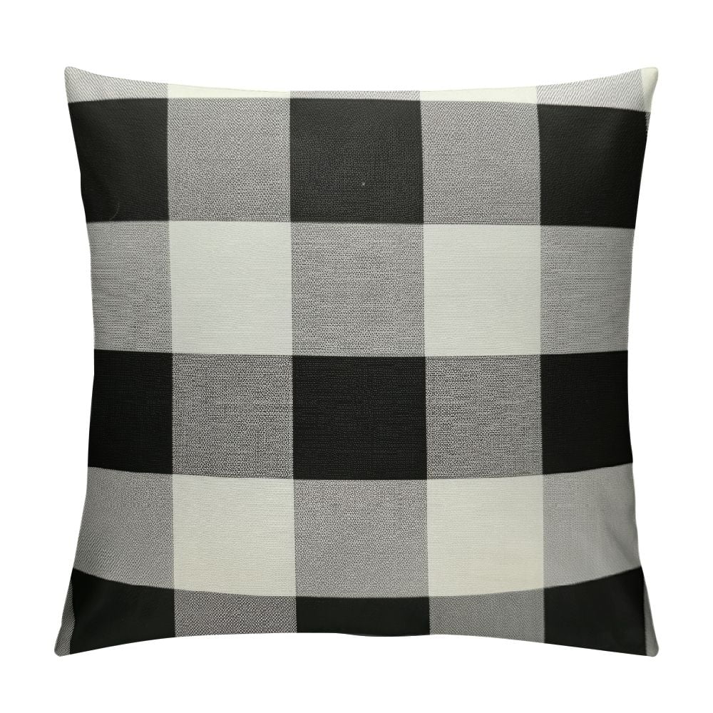 COMIO Farmhouse Buffalo Plaid Check Throw Pillow Covers, Outdoor ...