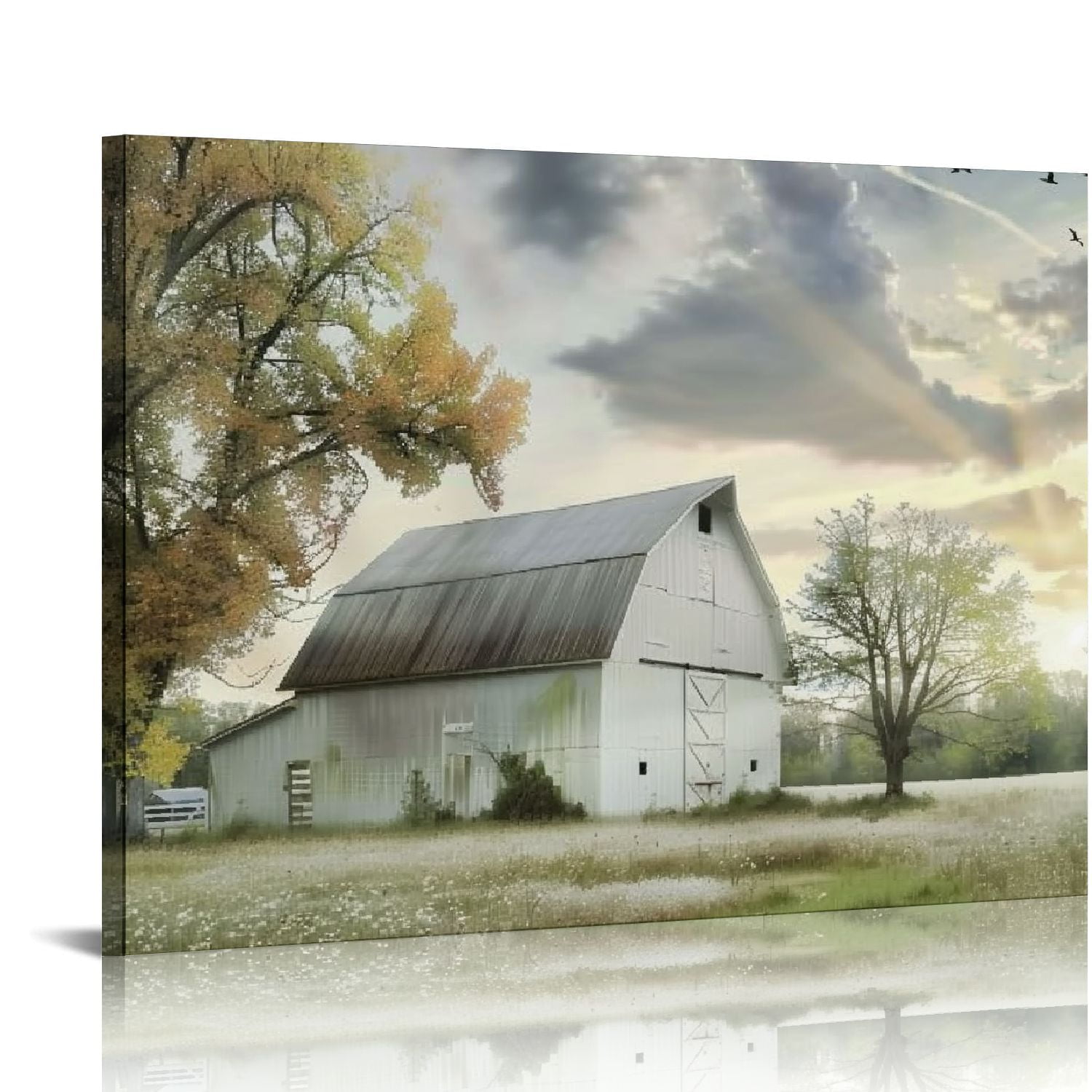 COMIO Farmhouse Canvas Wall Art, Old Barn Canvas Print Picture for ...