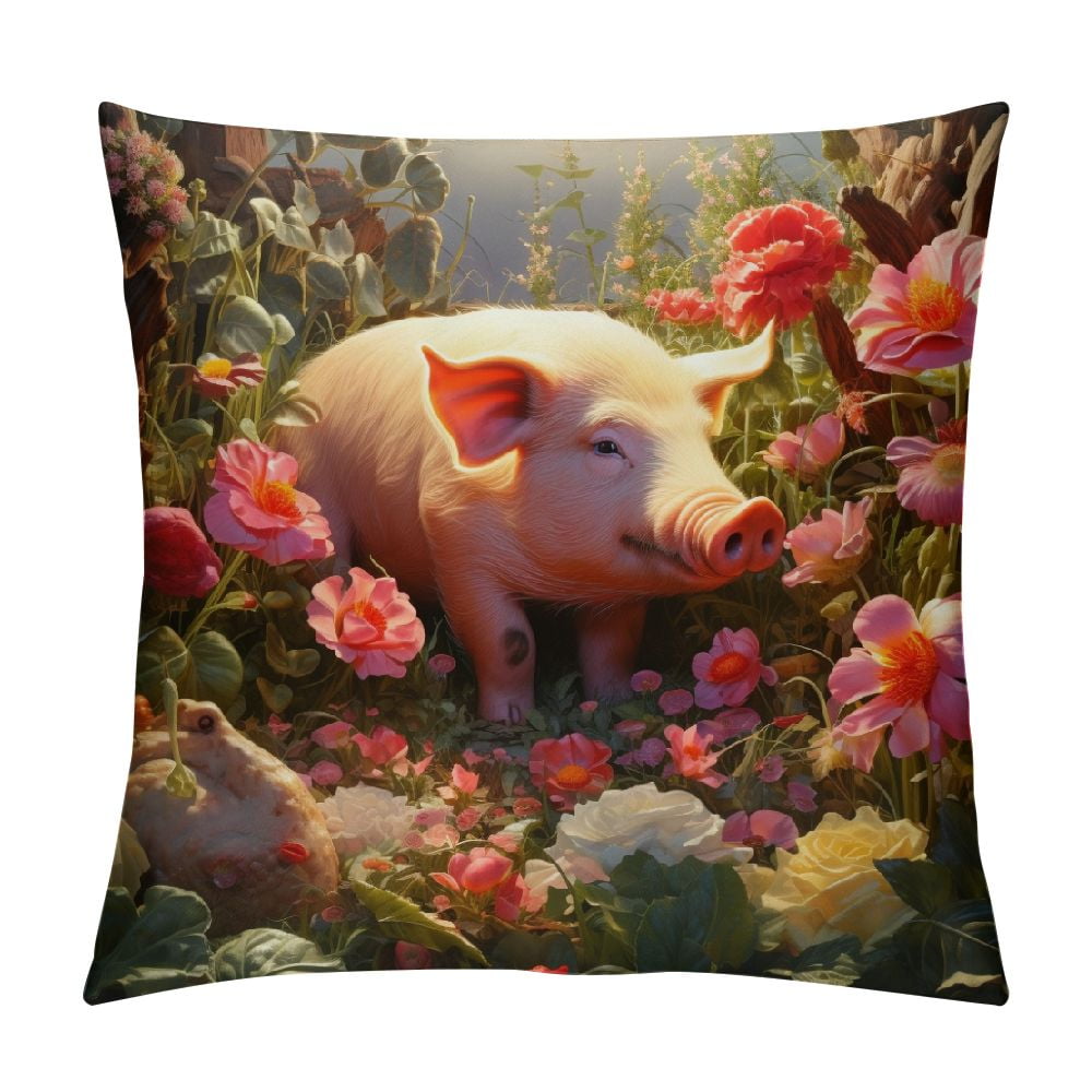 MLJA Farmhouse Cute Animals Pillow Covers Watercolor Baby Pigs Sheep ...