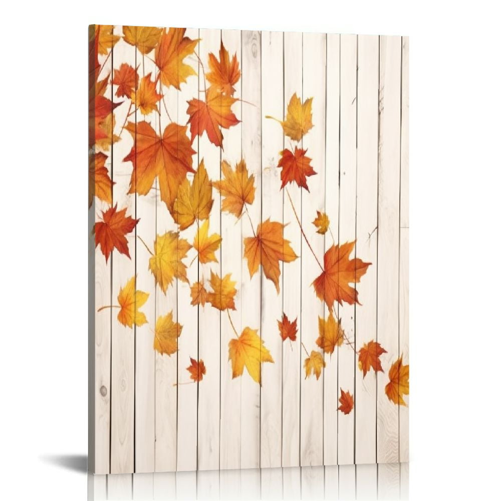 MLJA Farmhouse Fall Wall Art For Bathroom Red Orange Maple Leaf on ...