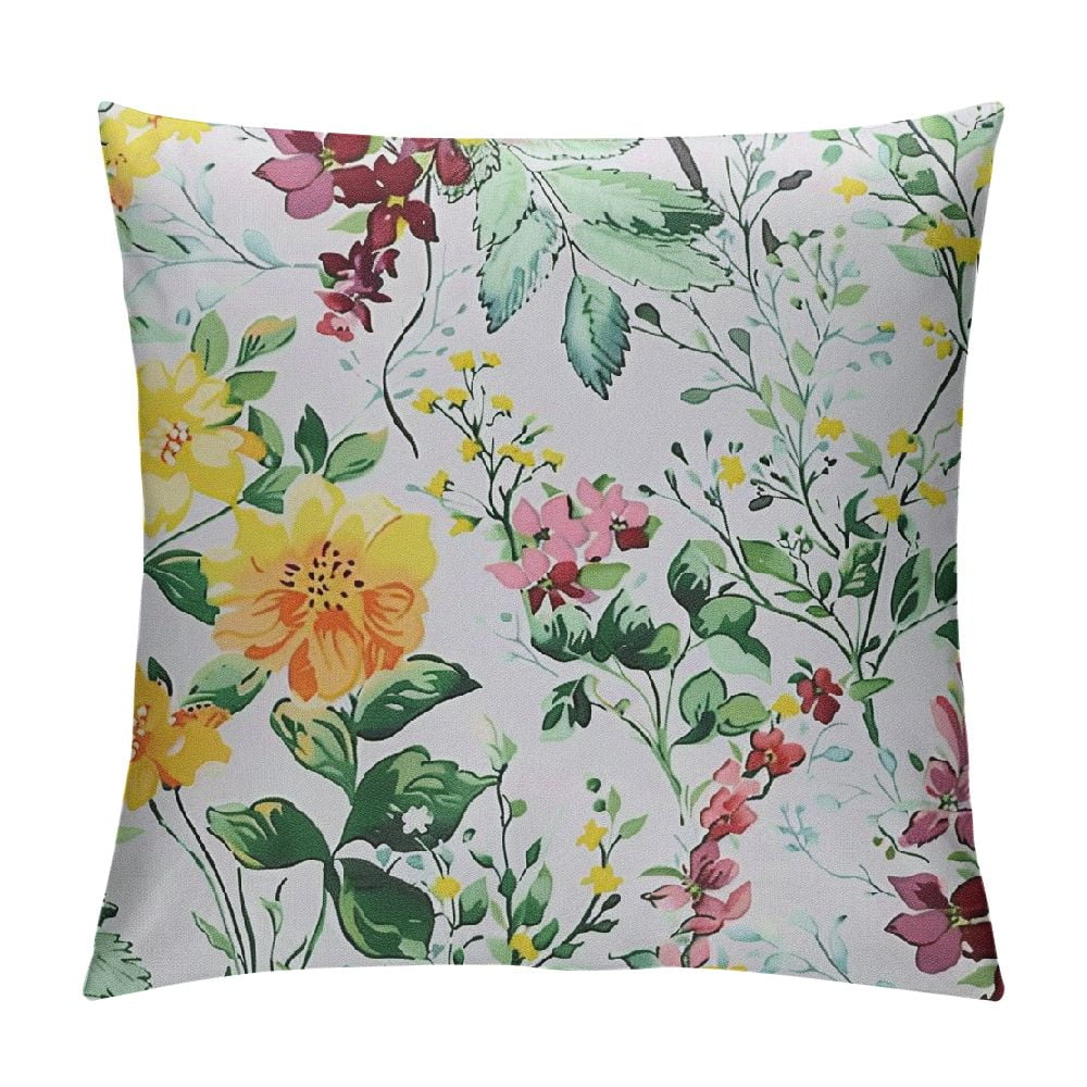 COMIO Farmhouse Floral Design Pillow Covers Colorful Shabby Flowers ...