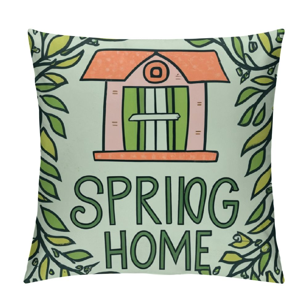 COMIO Farmhouse Pillow Covers Hello Spring Home Sweet Home Eucalyptus ...