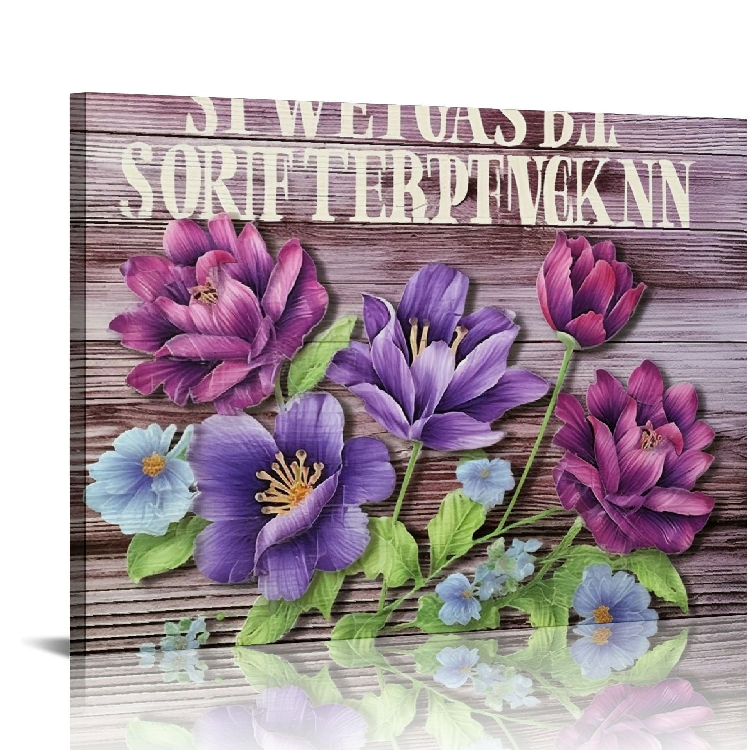 COMIO Farmhouse Purple Tulips Floral Bathroom Decor Wall Art Rustic ...