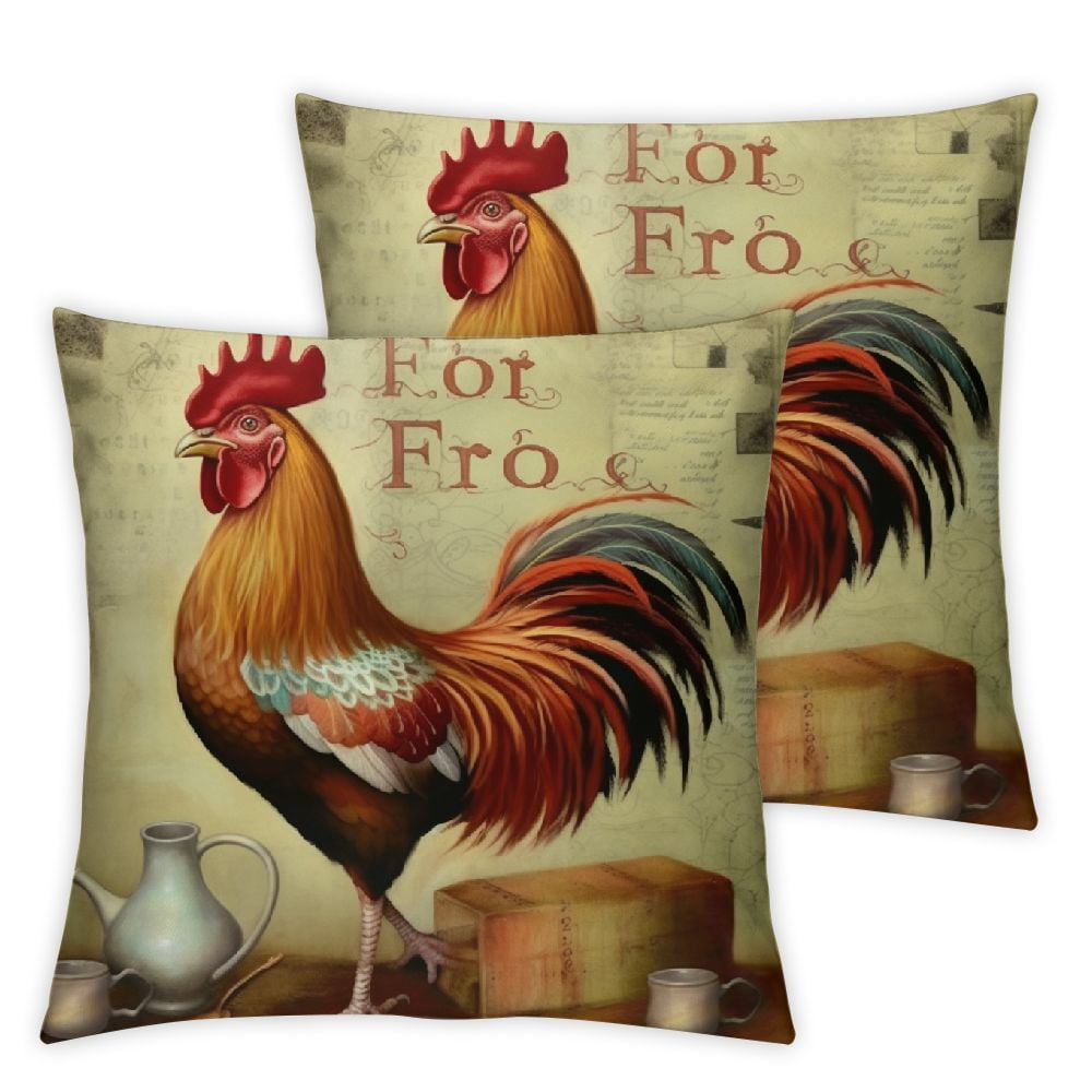 COMIO Farmhouse Rooster Vintage Throw Pillow Covers Chicken Decorative ...